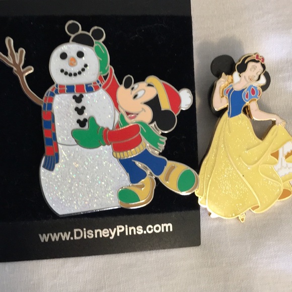 Disney | Jewelry | 2 Disney Cloisonn Snow White Mickey Mouse Pins ...